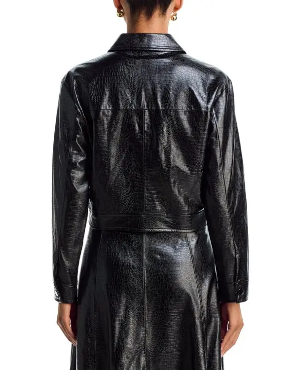 Aqua Croc Embossed Faux Leather Jacket Exclusive