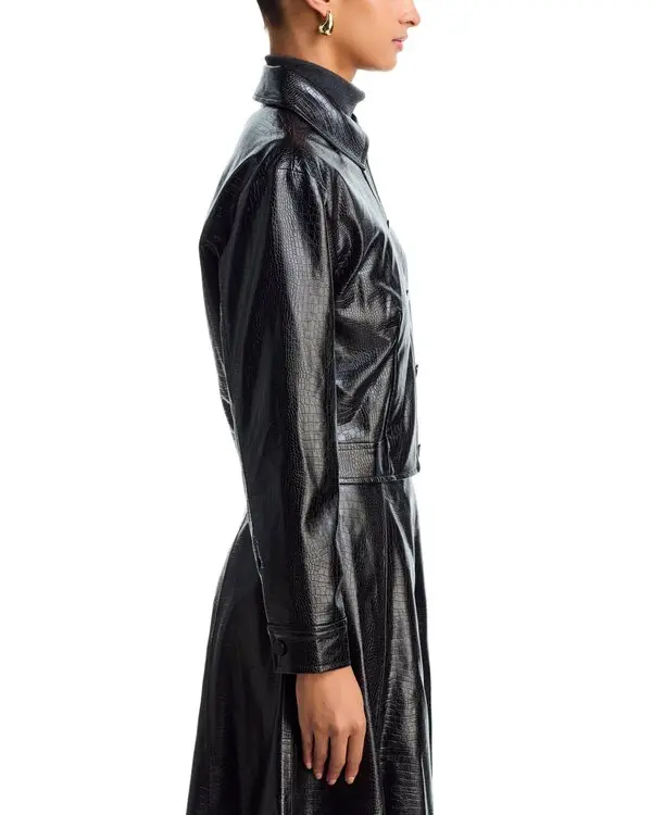 Aqua Croc Embossed Faux Leather Jacket Exclusive