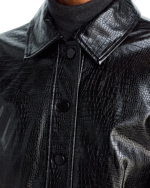 Aqua Croc Embossed Faux Leather Jacket Exclusive
