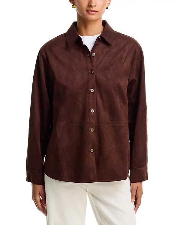 Aqua Faux Suede Fold Collar Shirt Exclusive