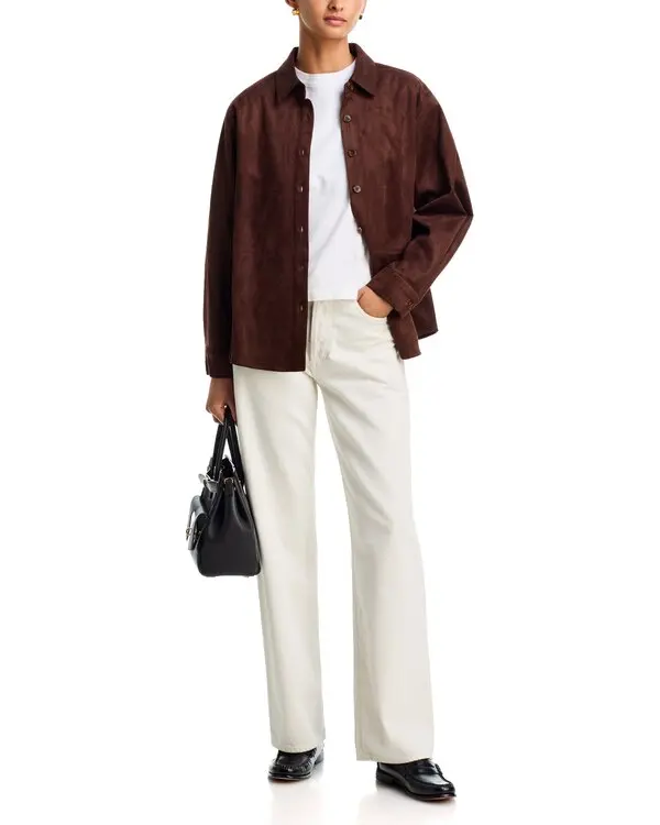 Aqua Faux Suede Fold Collar Shirt Exclusive