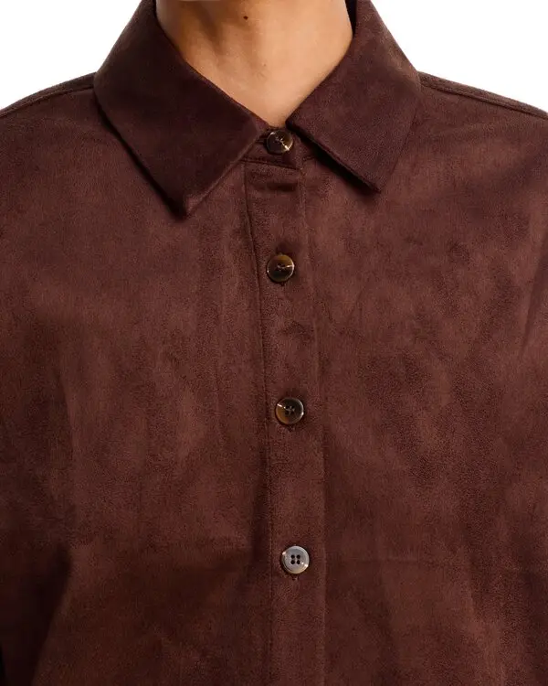 Aqua Faux Suede Fold Collar Shirt Exclusive
