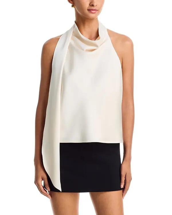 Aqua Sleeveless Scarf Neck Top Exclusive - Ivory
