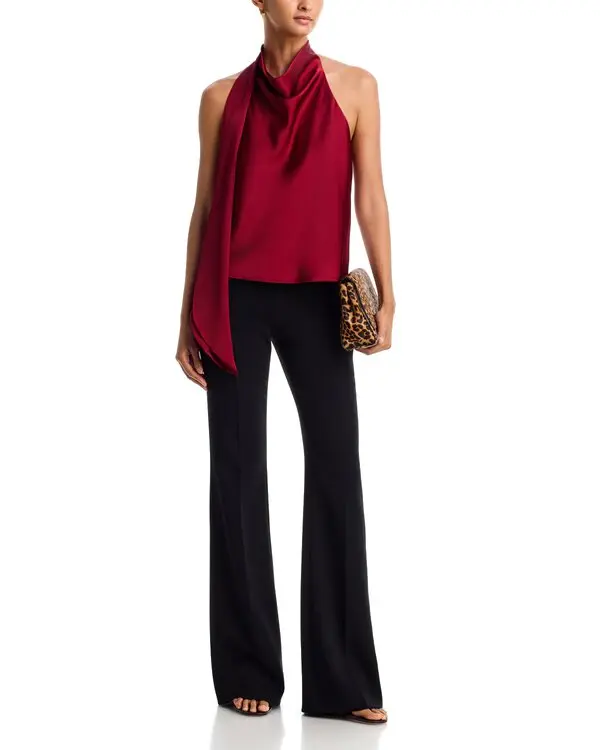 Aqua Sleeveless Scarf Neck Top Exclusive - Wine