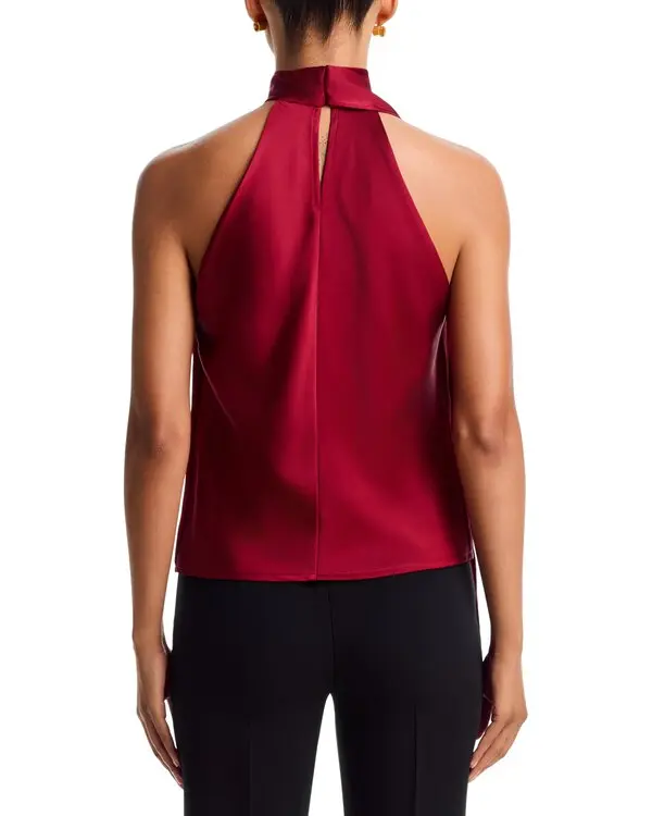 Aqua Sleeveless Scarf Neck Top Exclusive - Wine