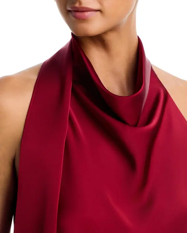Aqua Sleeveless Scarf Neck Top Exclusive - Wine