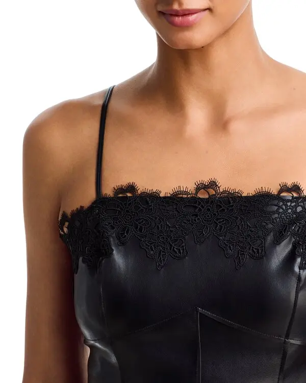Aqua Lace Trim Faux Leather Camisole Exclusive