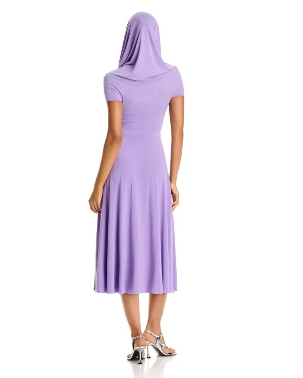 Norma Kamali Sleeveless Cowl Neck Hooded Flared Dress
