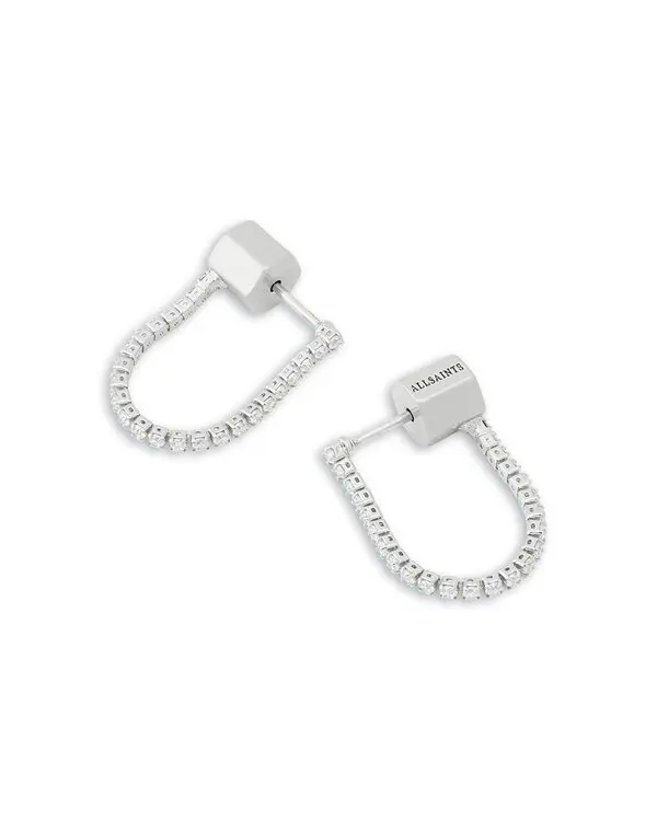 ALLSAINTS Phoebe Rhinestone Chain Medium Front To Back Earrings - Crystal/silver