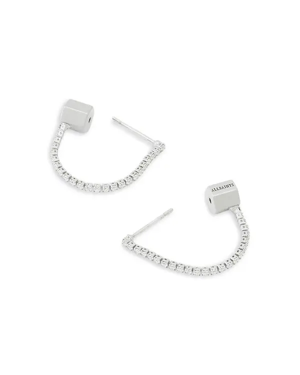 ALLSAINTS Phoebe Rhinestone Chain Medium Front To Back Earrings - Crystal/silver