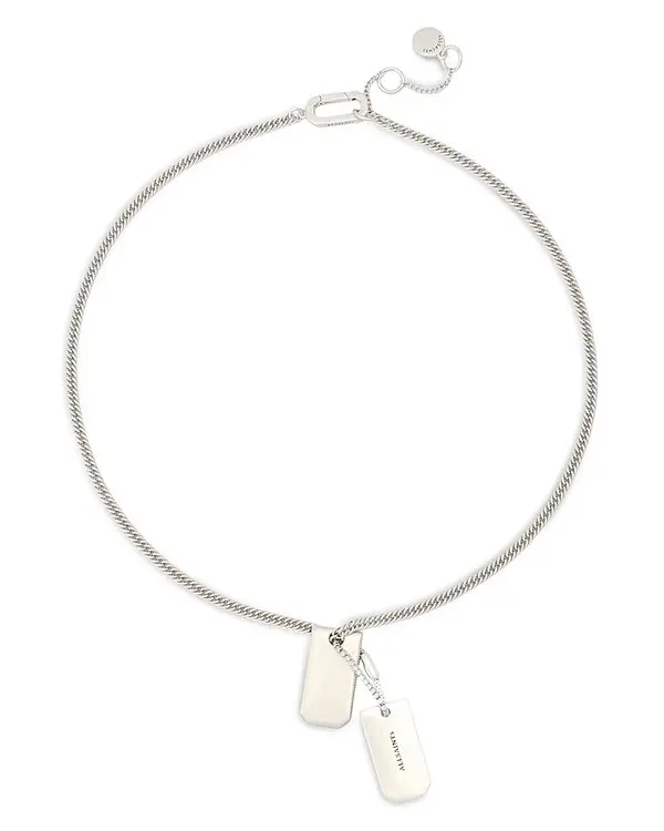 ALLSAINTS Phoebe Signature Dog Tag Pendant Necklace, 16-18 - Warm Silver