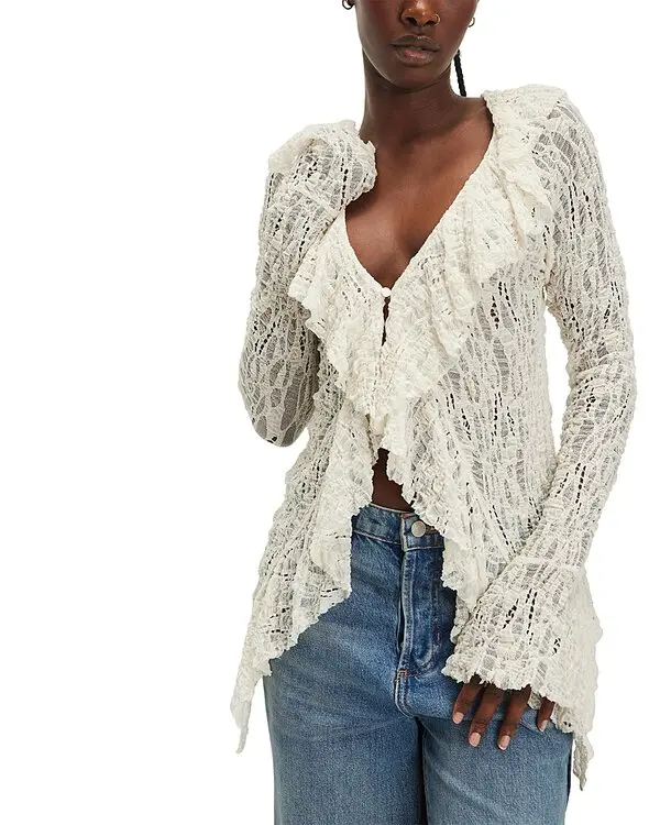 Free People Laney Lace Cardigan Sweater - Ivory