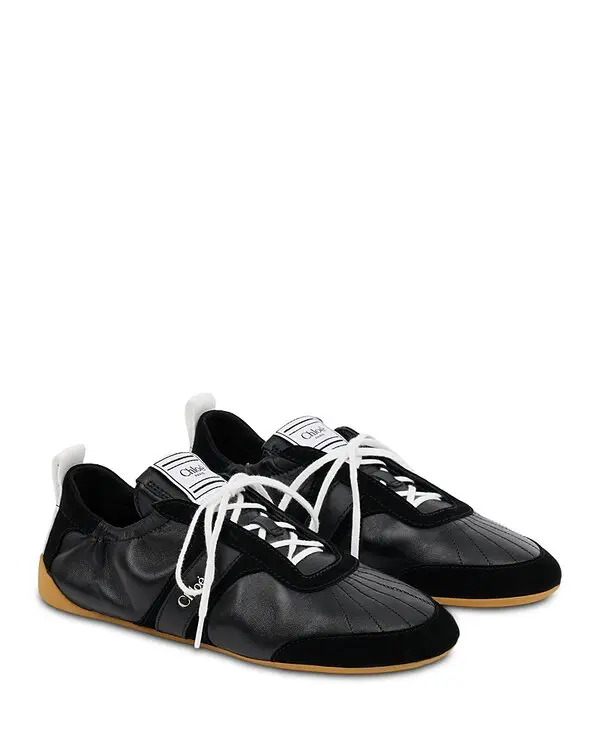 Chloé Kick Leather & Suede Sneakers - Black