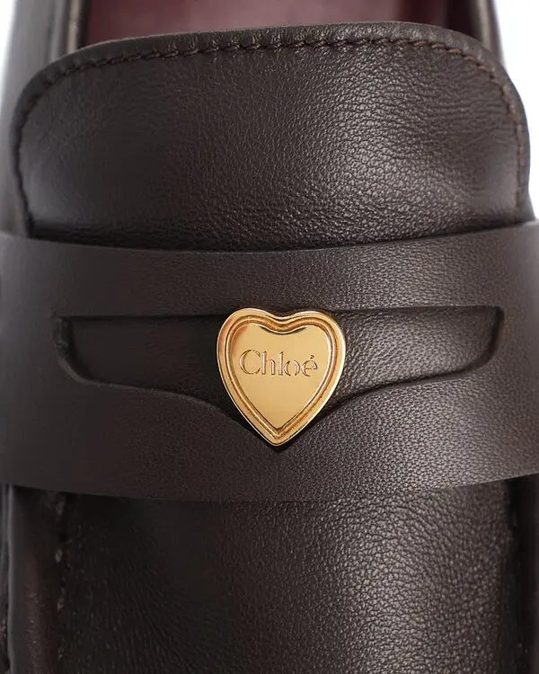 Chloé Letti Leather Loafers - Chocolate