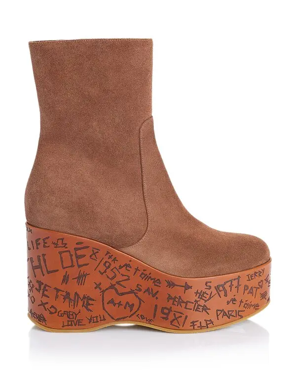 Chloé Maxime Suede Wedge Ankle Boots