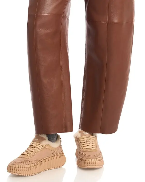 Chloé Nama Shearling Platform Sneakers - Authentic