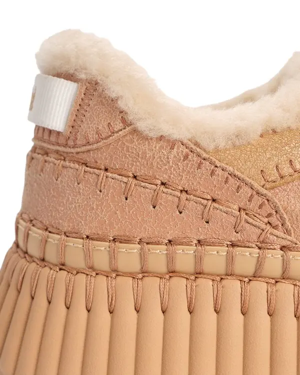 Chloé Nama Shearling Platform Sneakers