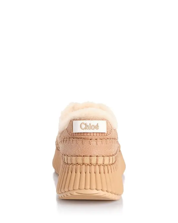 Chloé Nama Shearling Platform Sneakers