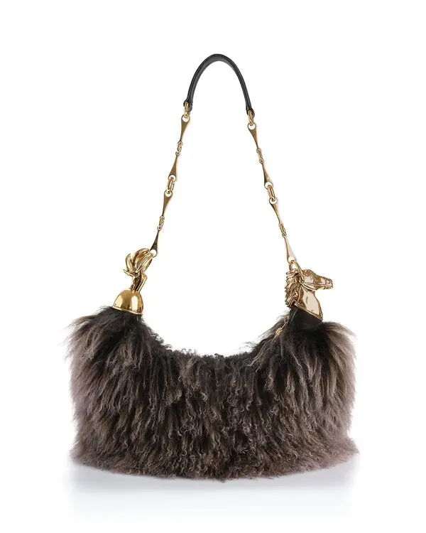 Chloé Horse Chain Shearling Shoulder Bag