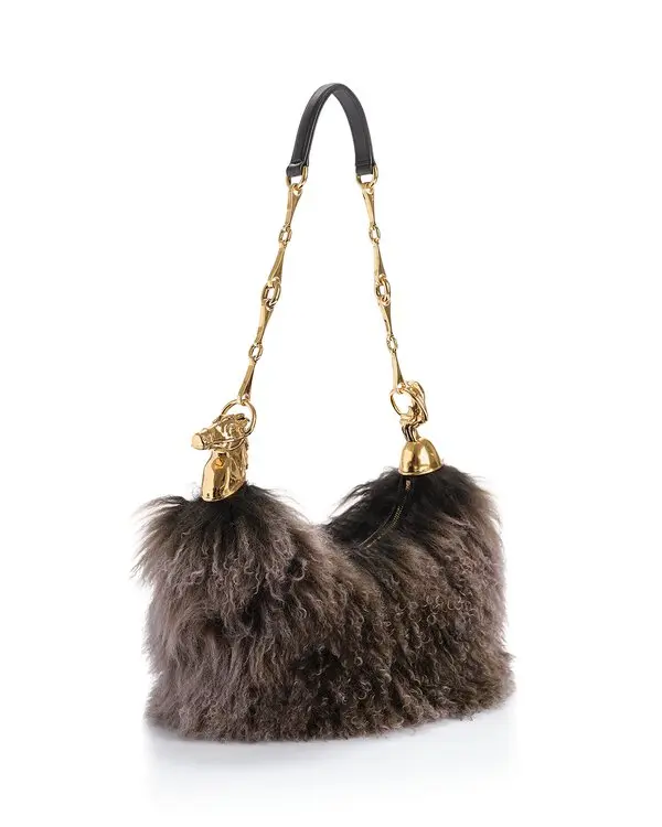 Chloé Horse Chain Shearling Shoulder Bag