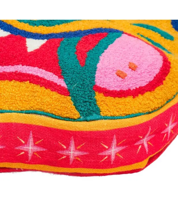 ZSA ZSA ZSU Ghuni Tasseled Embroidered Cotton Cushion, 14 X 15.5