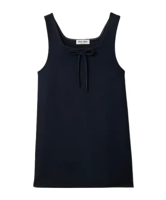 Miu Miu Waxed Double Wool Dress - Navy
