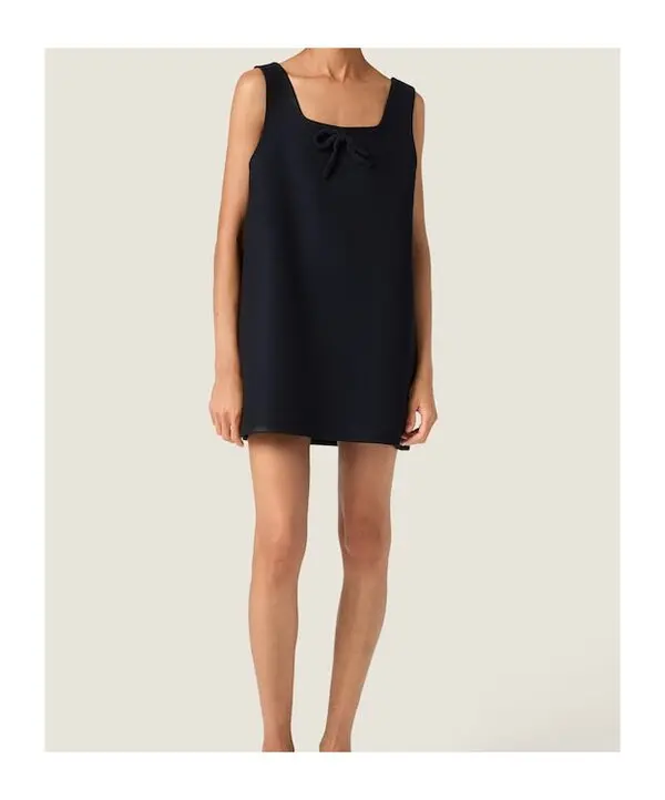 Miu Miu Waxed Double Wool Dress - Navy