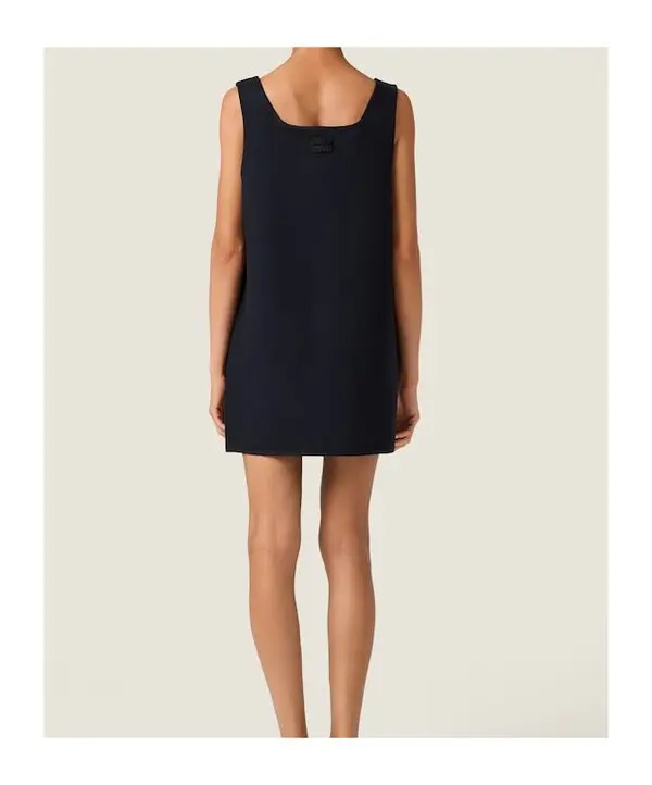 Miu Miu Waxed Double Wool Dress - Navy