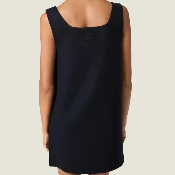 Miu Miu Waxed Double Wool Dress - Navy