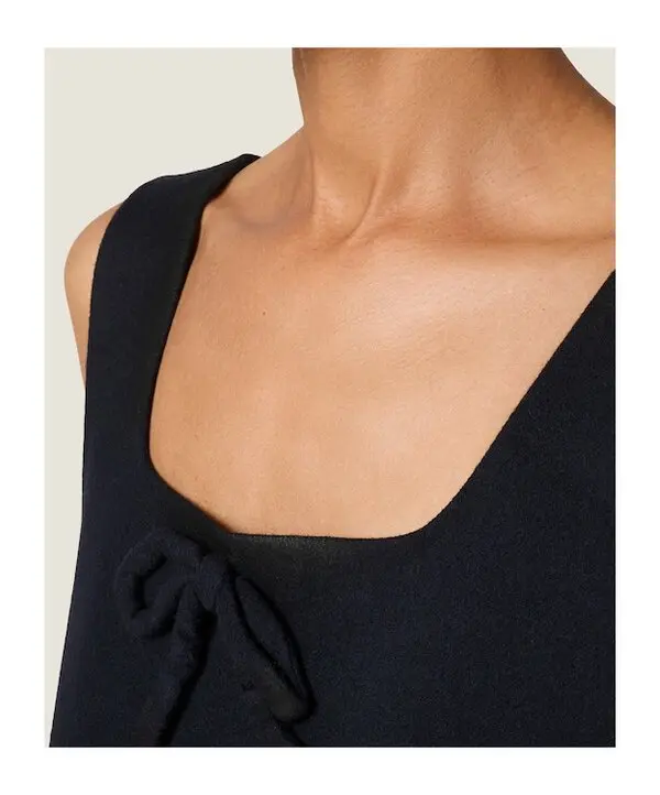 Miu Miu Waxed Double Wool Dress - Navy