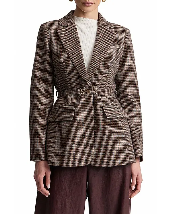 Avec Les Filles Houndstooth Belted Blazer