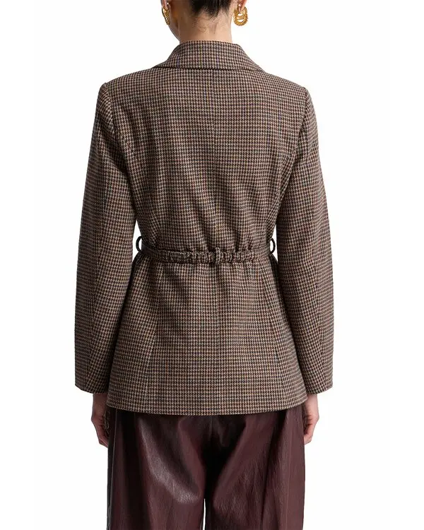 Avec Les Filles Houndstooth Belted Blazer