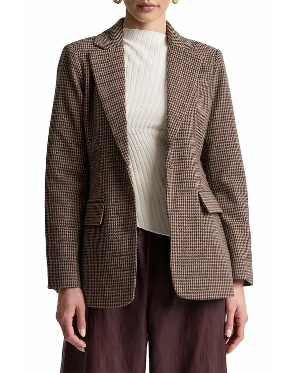 Avec Les Filles Houndstooth Belted Blazer