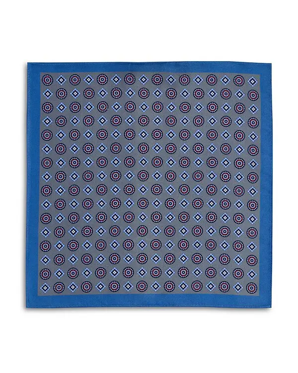 Bloomingdale'S Medallion Silk Pocket Square Exclusive - Grey