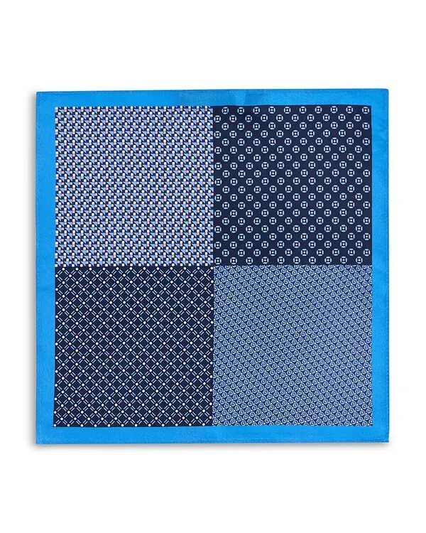 Bloomingdale'S The Store Geometric Quadrant Silk Pocket Square Exclusive - Light Blue