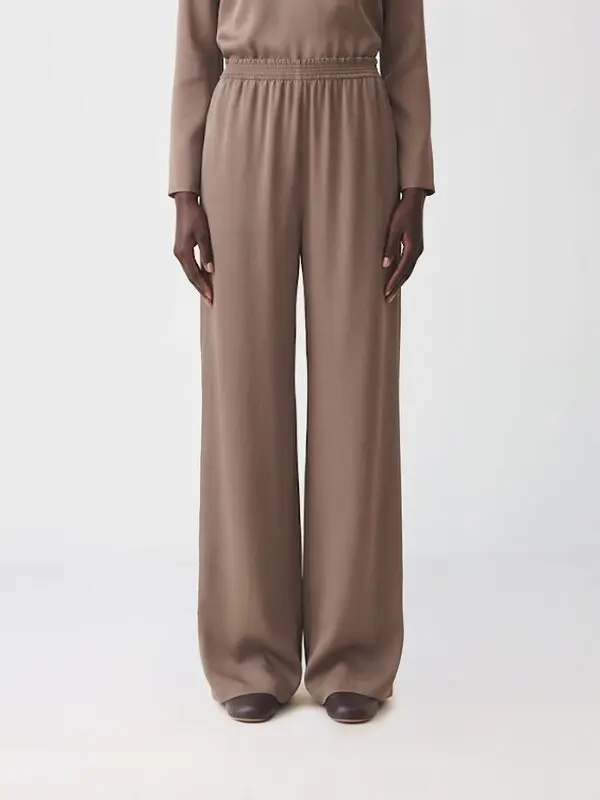 Fabiana Filippi High-waisted Wide-leg Palazzo Trousers With Elastic Waistband - Dove Grey