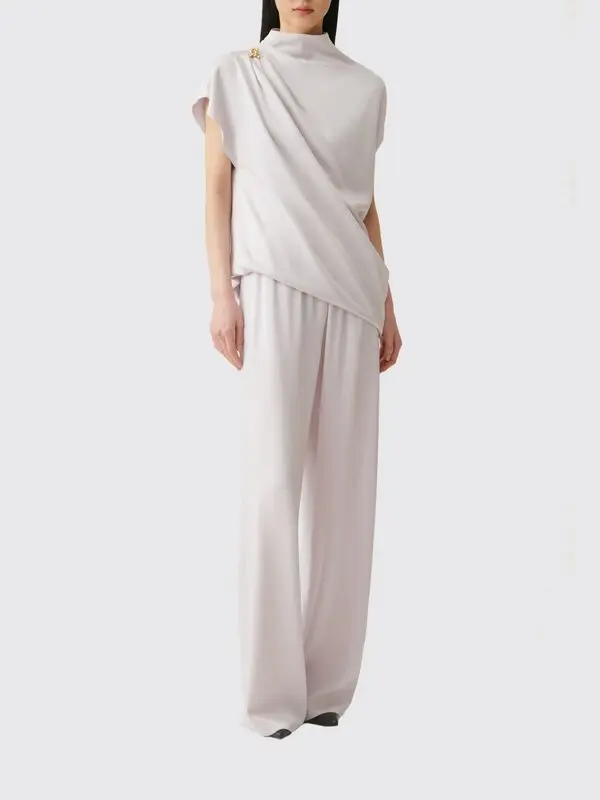 Fabiana Filippi High-waisted Wide-leg Palazzo Trousers With Elastic Waistband - Grey
