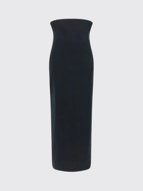 Issey Miyake High-waisted Blue Cotton Blend Long Pencil Skirt - Navy