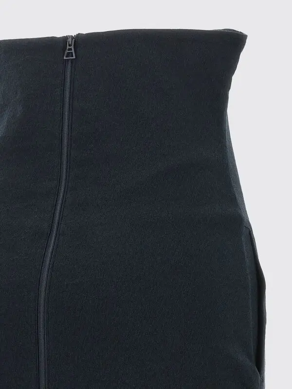 Issey Miyake High-waisted Blue Cotton Blend Long Pencil Skirt - Navy