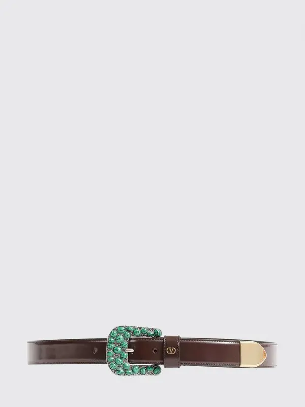 Valentino Garavani Vlogo Signature Belt In Brushed Calfskin Leather - Brown