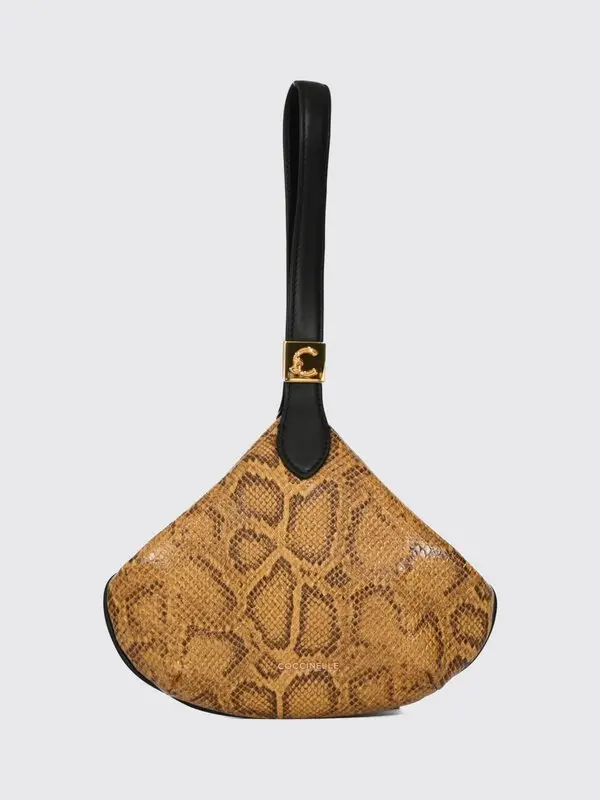 COCCINELLE Python-print Leather Mini Handbag With Wrist Strap - Honey
