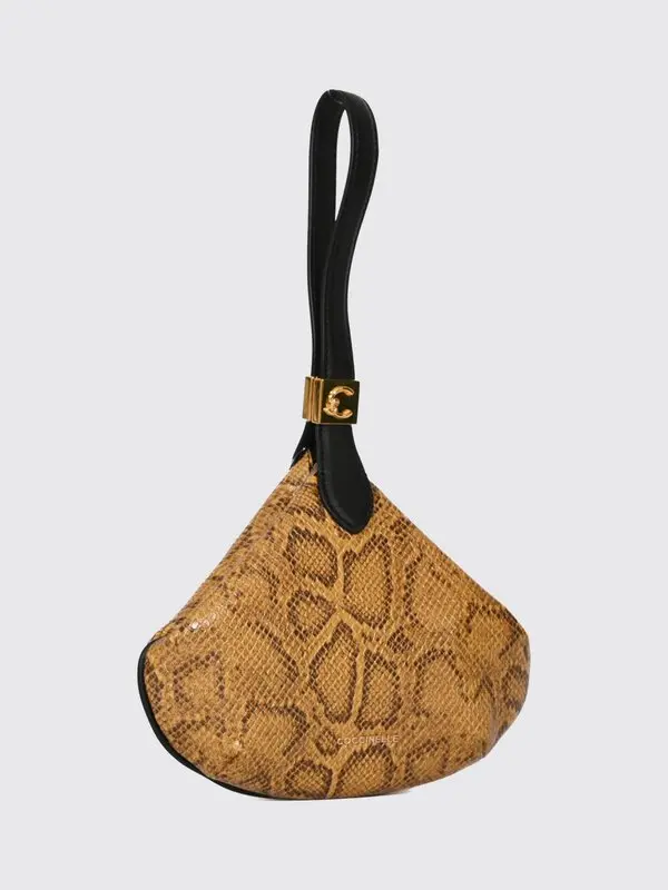COCCINELLE Python-print Leather Mini Handbag With Wrist Strap - Honey
