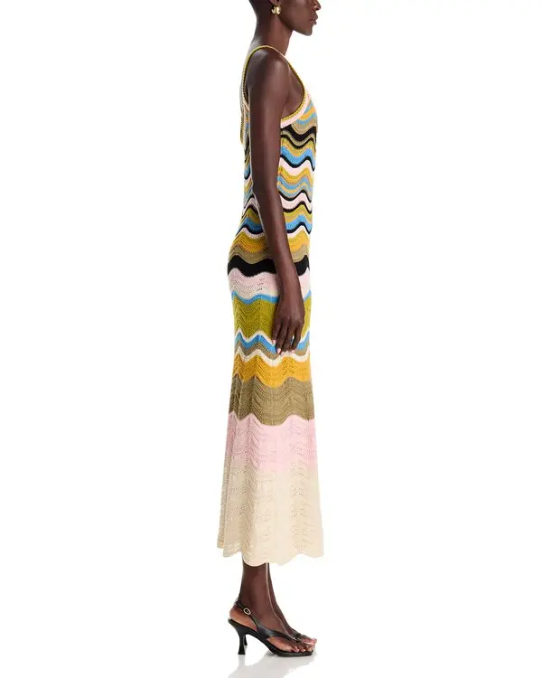 La DoubleJ Chevron Cotton Crochet Midi Dress