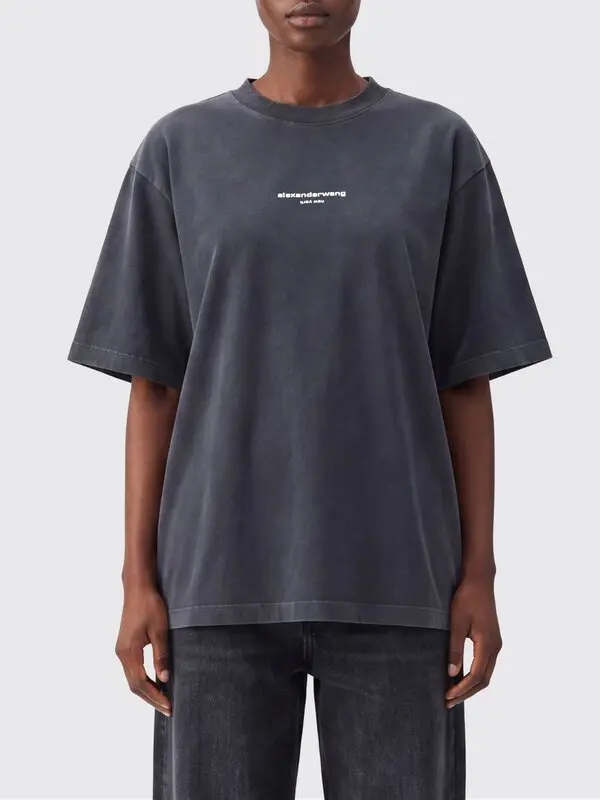 Alexander Wang Relaxed Fit Cotton T-shirt With Contrast Logo - Black