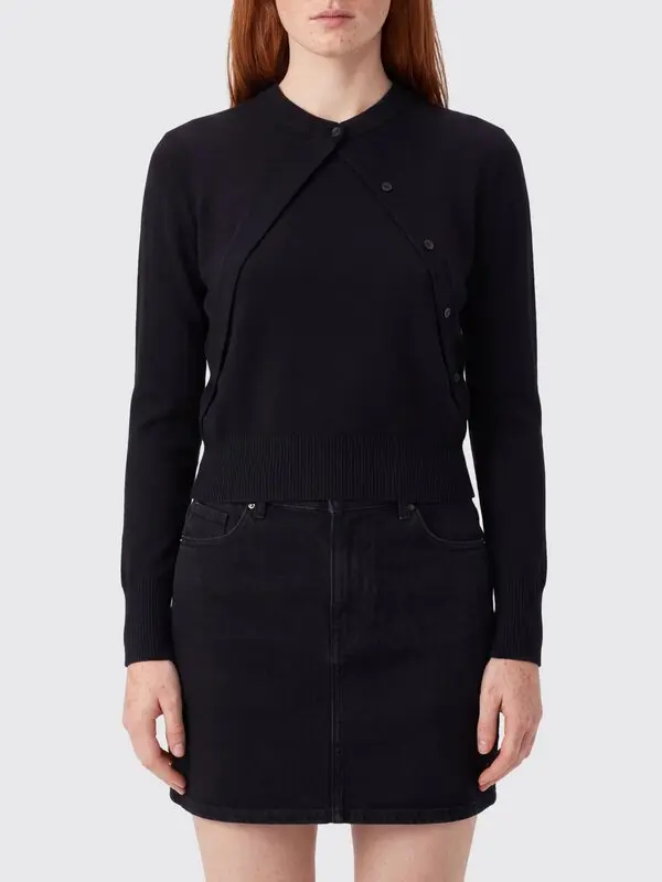 Pinko Pure Wool Crewneck Jumper With Long Sleeves And Ribbed Trim - Black
