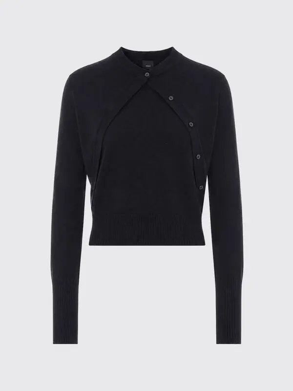 Pinko Pure Wool Crewneck Jumper With Long Sleeves And Ribbed Trim - Black