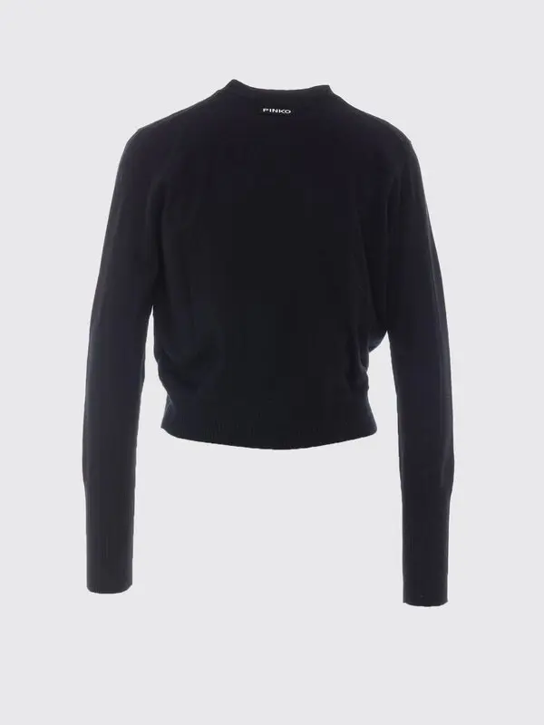 Pinko Pure Wool Crewneck Jumper With Long Sleeves And Ribbed Trim - Black