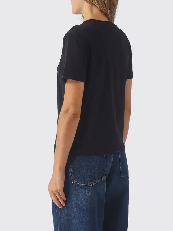 TWINSET Cotton Crewneck T-shirt With Short Sleeves And Tone-on-tone Logo - Black