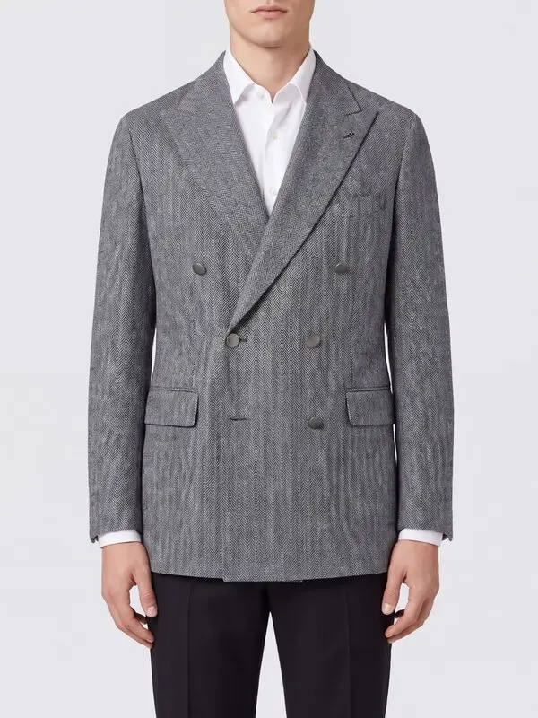 Tagliatore Double-breasted Virgin Wool And Cashmere Blazer With Peak Lapels