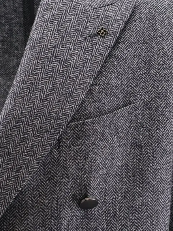 Tagliatore Double-breasted Virgin Wool And Cashmere Blazer With Peak Lapels